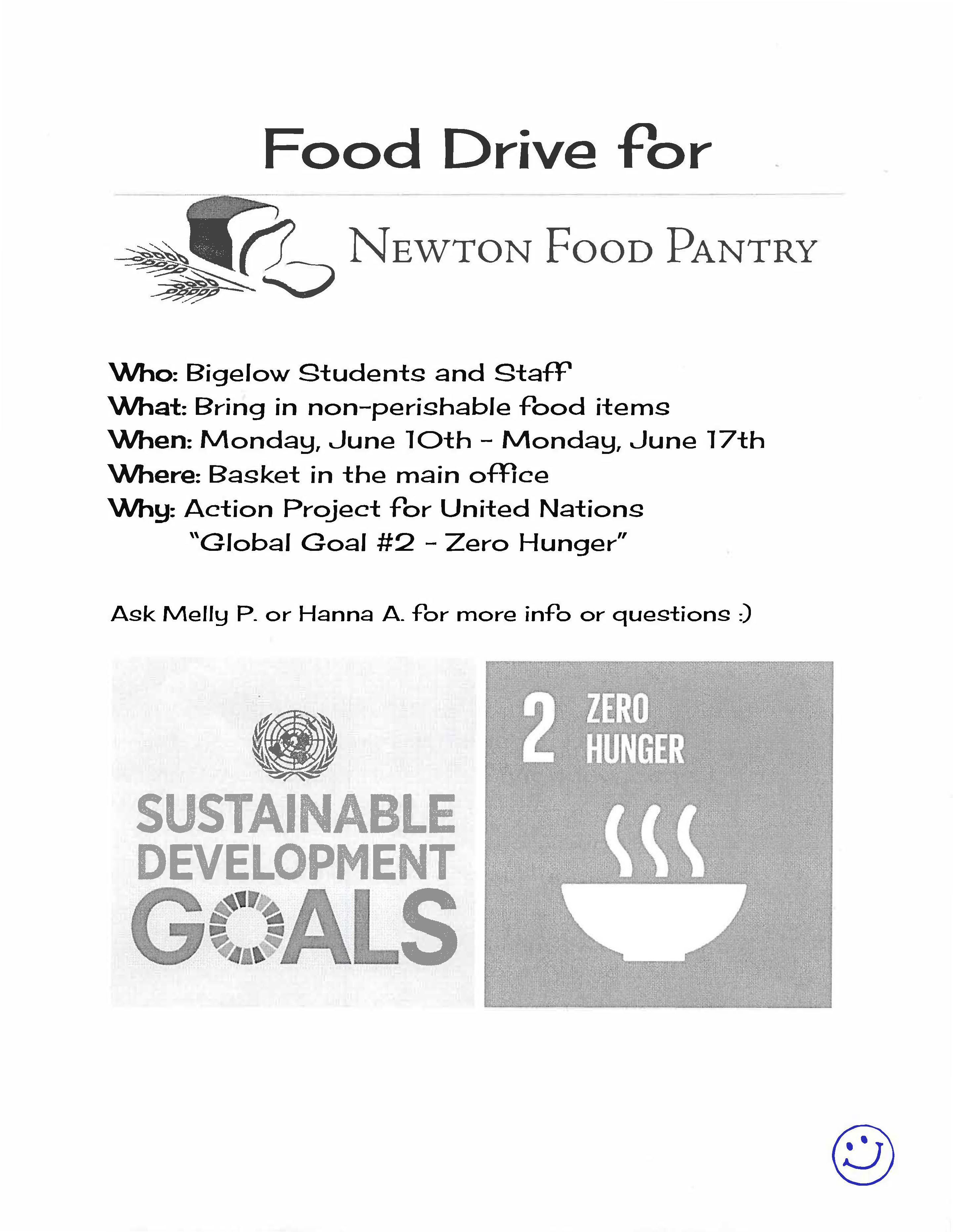 Food drive for Newton Food Pantry | Bigelow PTO