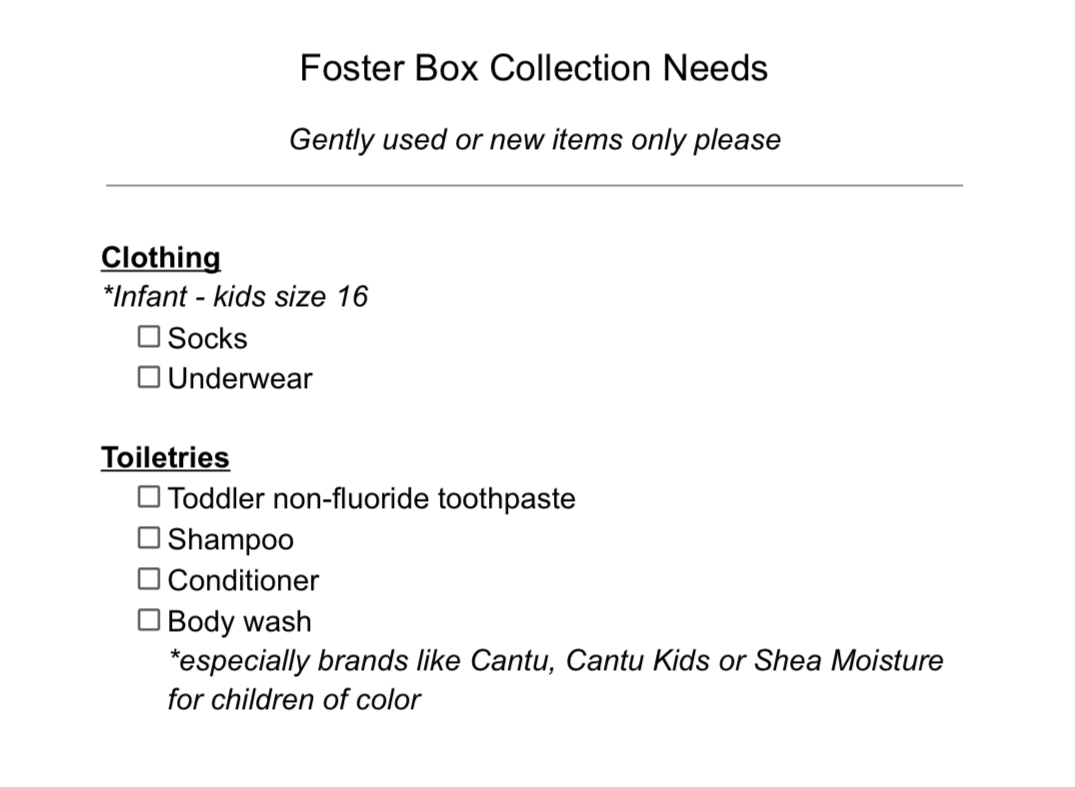 Foster Box Collection Drive | Bigelow PTO